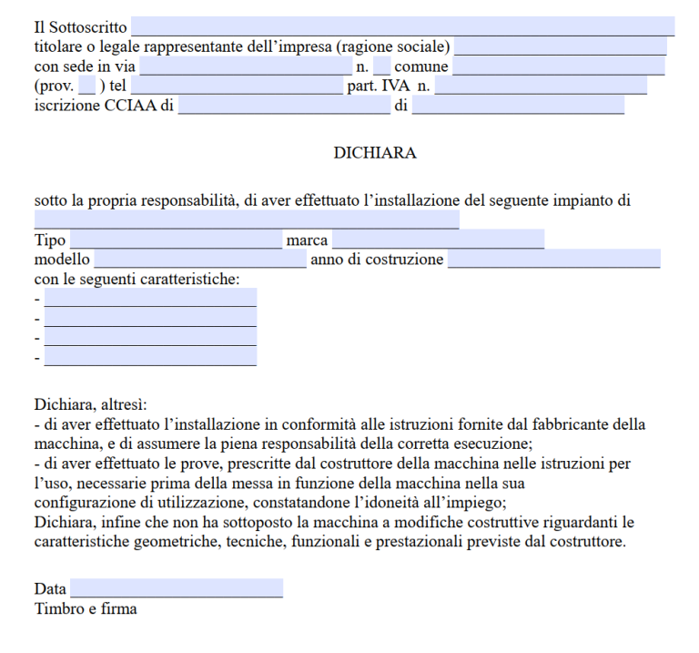 Dichiarazione di Corretta Posa in Opera Generica - Modello Word e PDF e ...