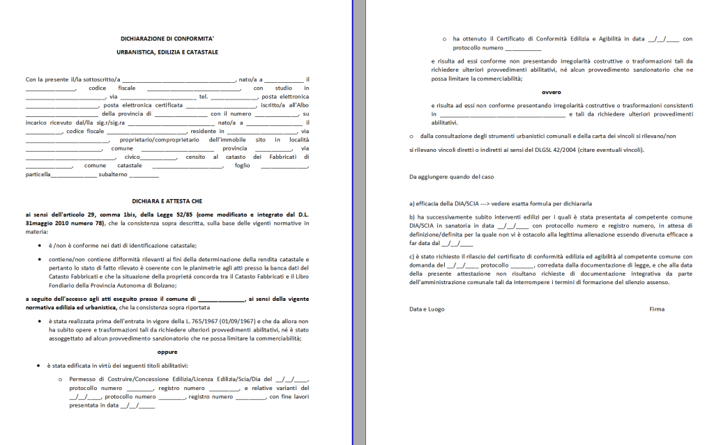 Dichiarazione di Conformità Urbanistica - Fac Simile Word e PDF e Guida ... Dichiarazione di Conformità Urbanistica - Fac Simile Word e PDF e Guida ...