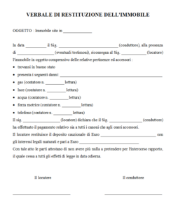 Verbale Riconsegna Immobile - Fac Simile Word e PDF e Guida alla ...