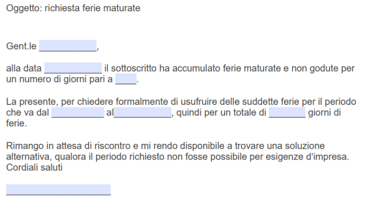 Richiesta Ferie - Modulo Word e PDF e Guida alla Compilazione