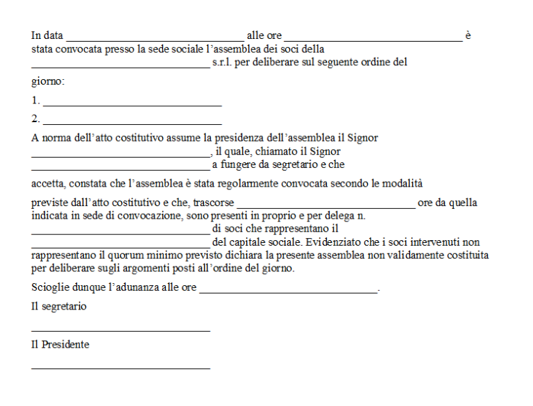 Verbale Assemblea Deserta Srl - Fac Simile Word e PDF e Guida alla Compilazione