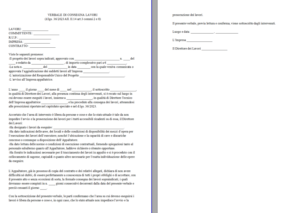 Verbale di Consegna dei Lavori - Fac Simile Word e PDF e Guida alla ...