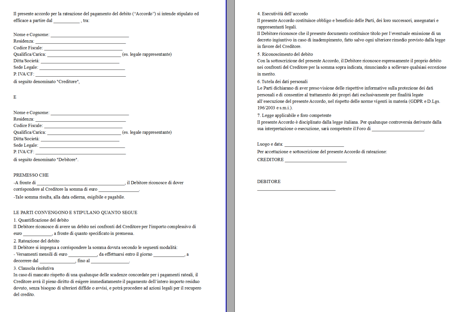 Piano di Rientro - Fac Simile Word e PDF e Guida alla Compilazione